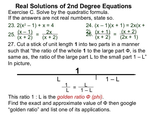 21 solutions of 2nd degree equations