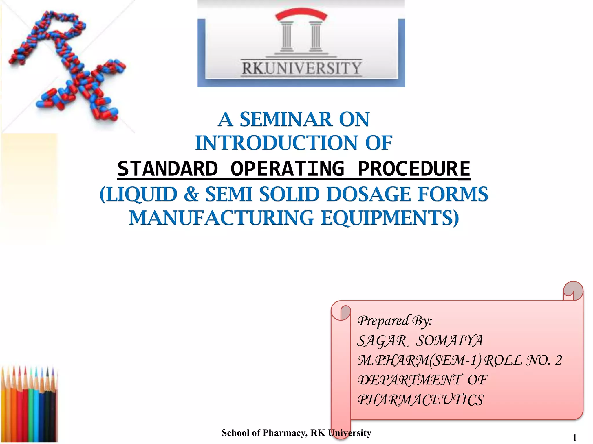 standard operating procedure pharmacy | PPTX