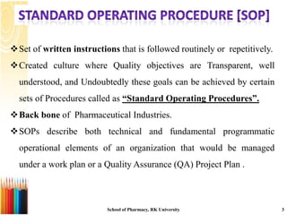 standard operating procedure pharmacy | PPTX