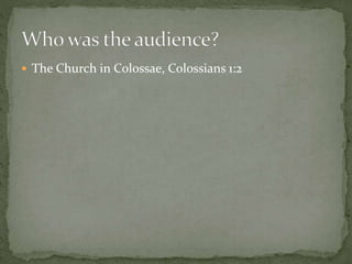 1 ss colossians intro | PPTX