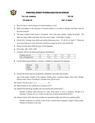 Exam Questions on Basic Statistics | DOCX | Dogs | Pets