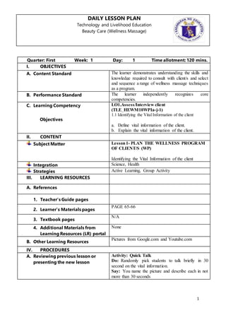 1st week wellness massage | DOCX