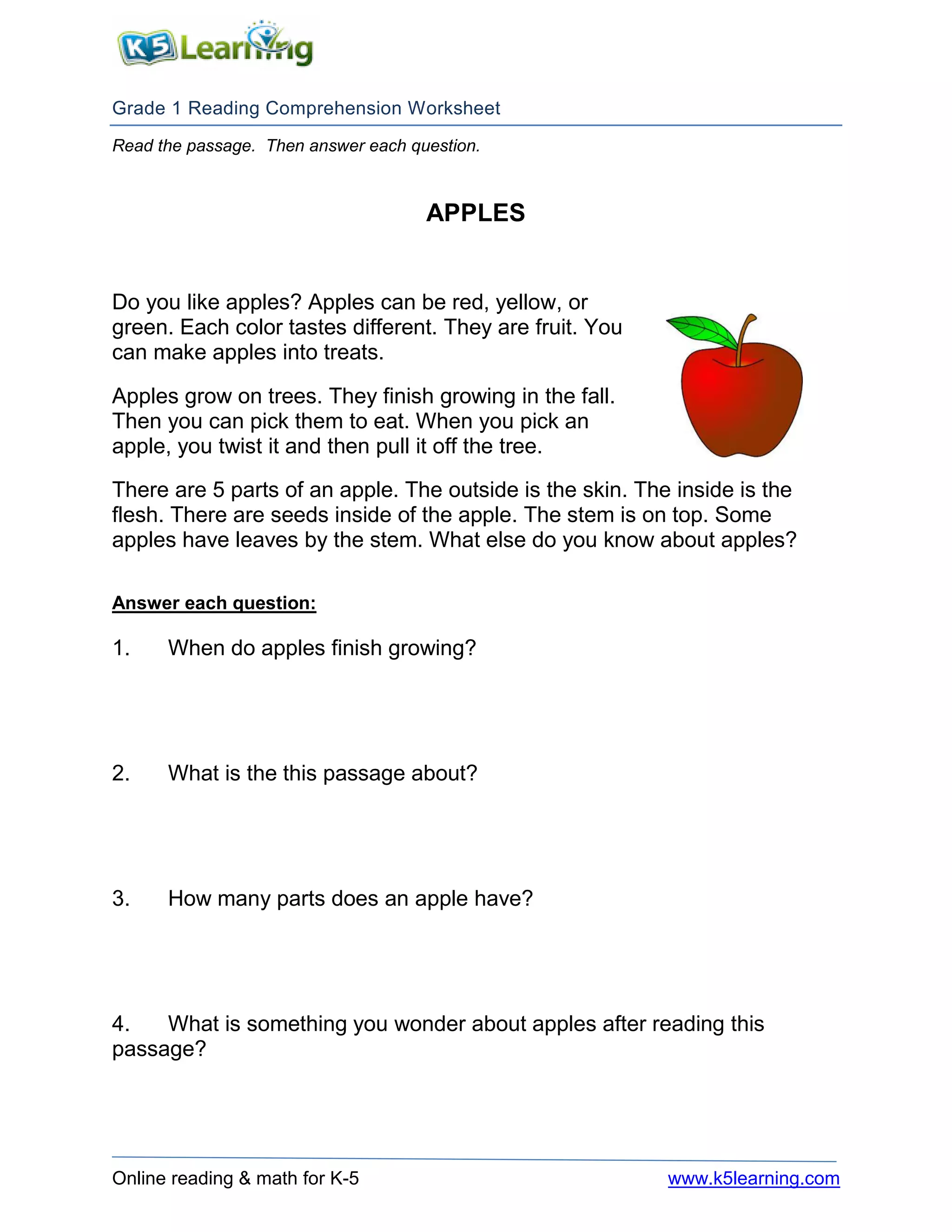 1st grade-1-reading-apples | PDF