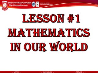 Mathematics in our World- Lesson 1 | PDF