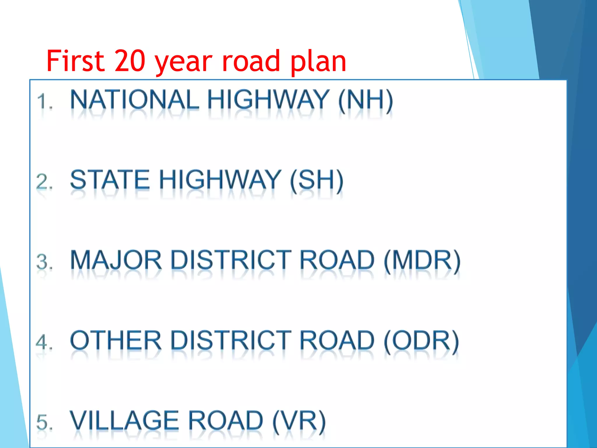 1st 20 year road plan | PPT
