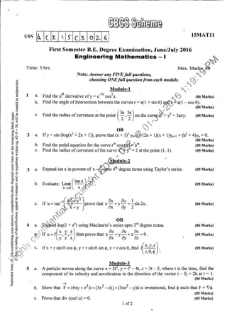 1st and 2nd semester VTU BE CBCS Scheme P cycle question papers june ...