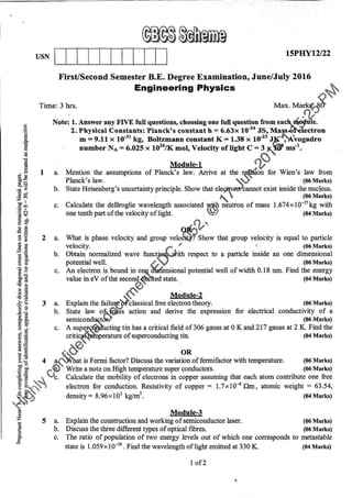 1st and 2nd semester VTU BE CBCS Scheme P cycle question papers june ...