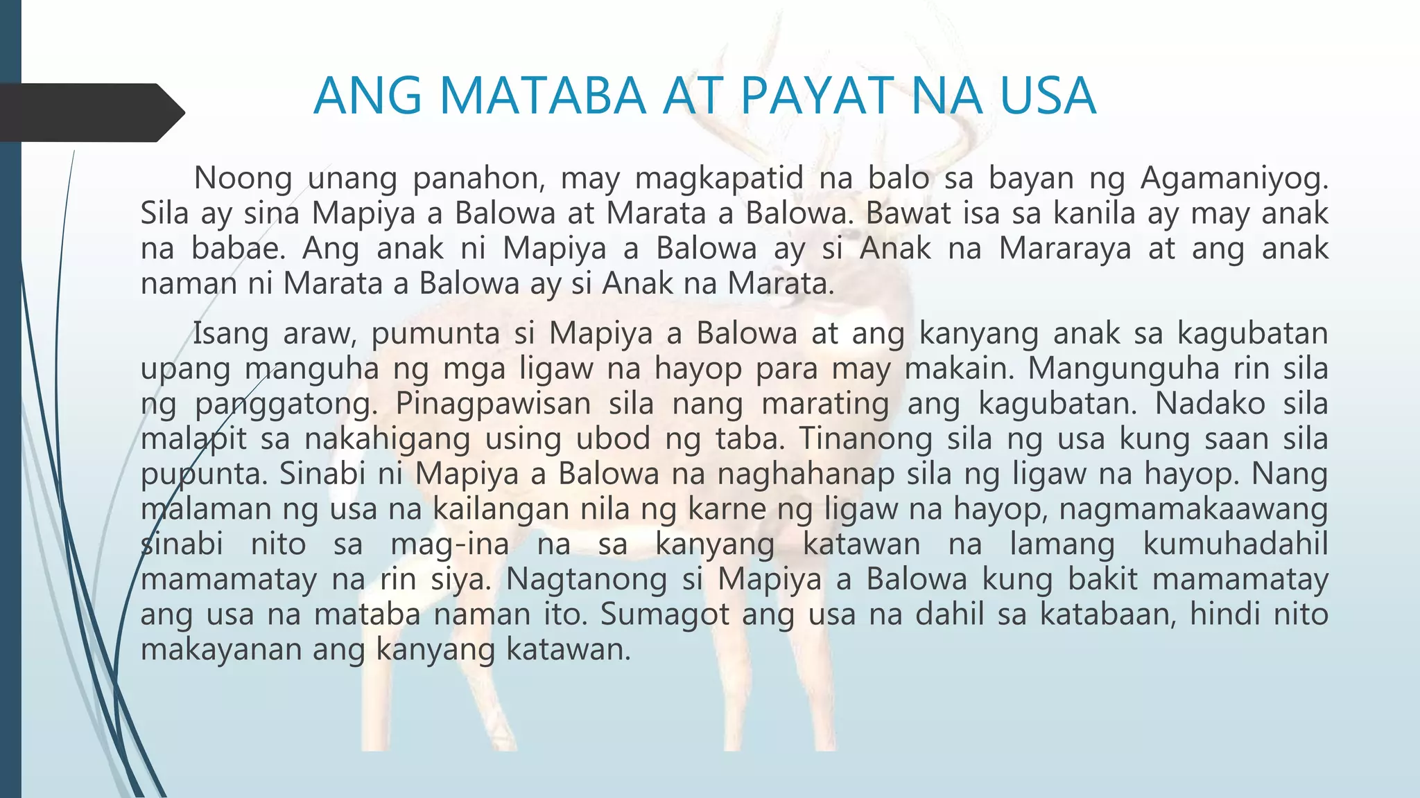 pabula (ang mataba at payat na usa) | PPTX