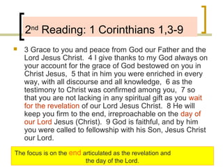 Liturgical Bible Study Guide - 1st Sunday of Advent Cycle B | PPT