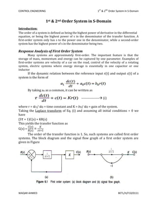 1st and 2nd order systems in s domain | PDF