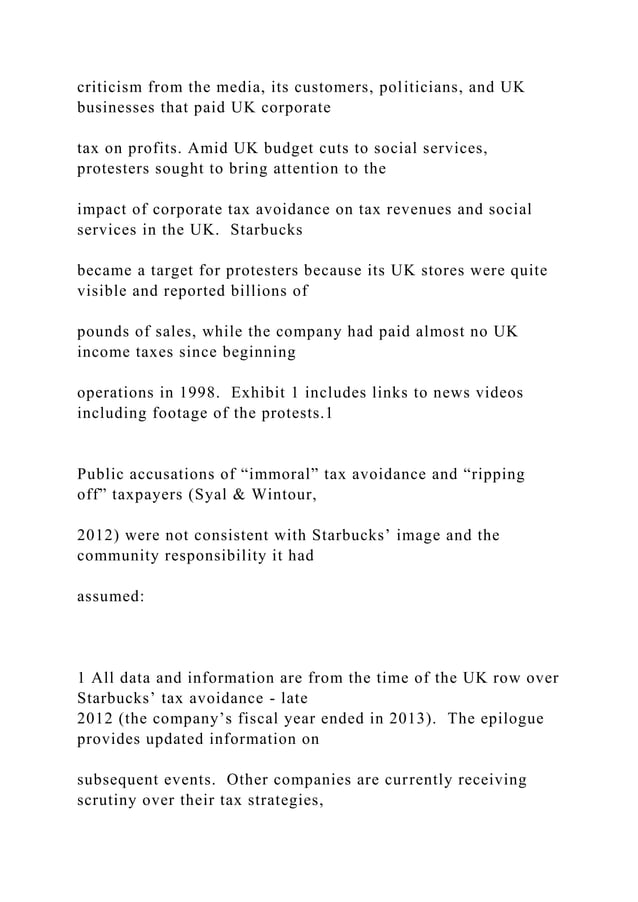 1 STARBUCKS SOCIAL RESPONSIBILITY AND TAX AVOIDANCE .docx