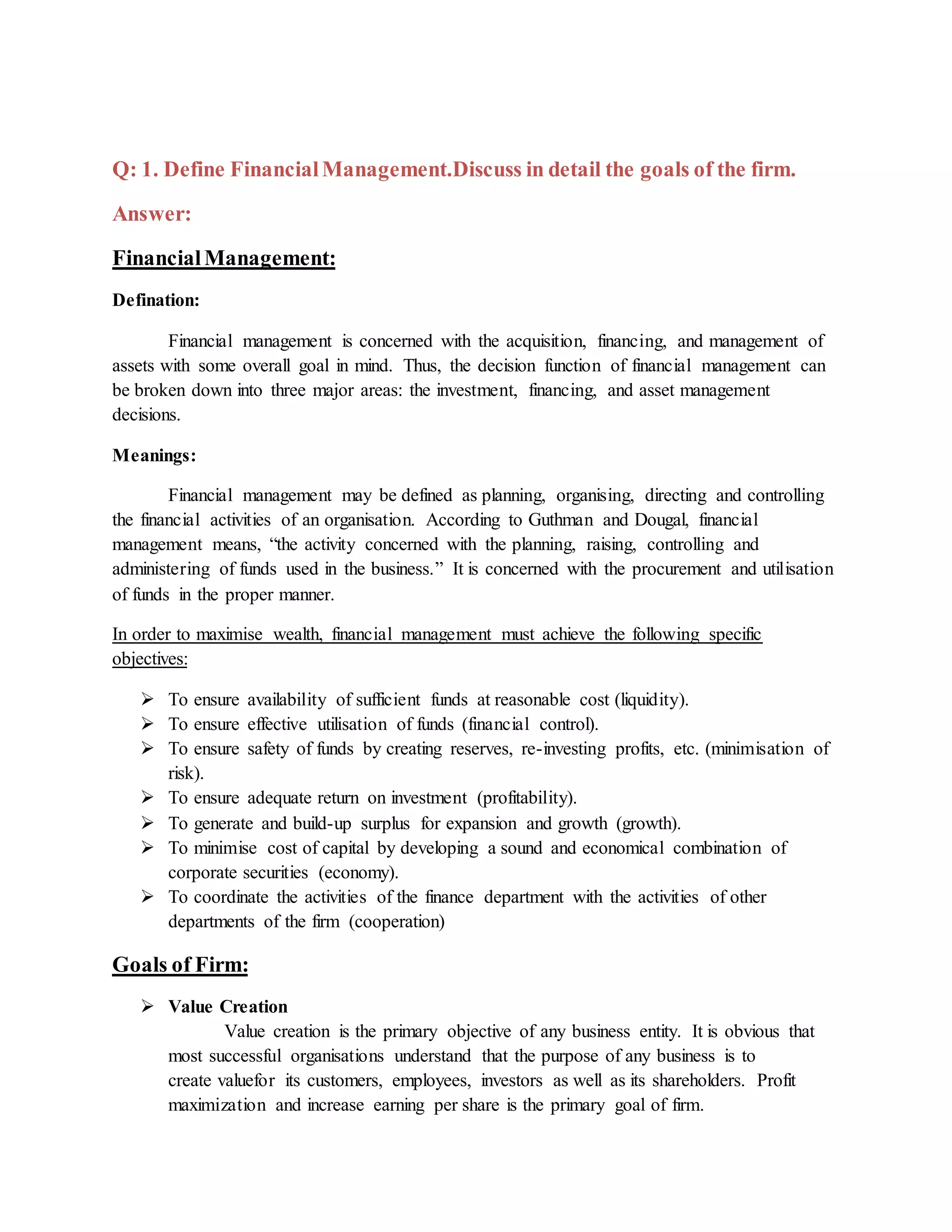 1st assignment of FM | DOCX