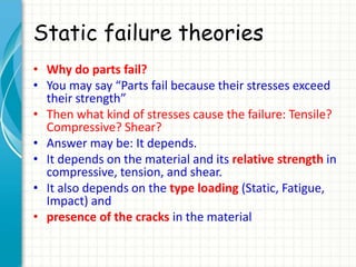 1 static failure theories ductile r1 | PPTX