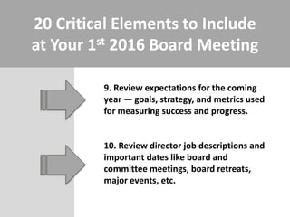 20 Steps to a Better 1st Board Meeting | PPT
