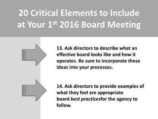 20 Steps to a Better 1st Board Meeting | PPT