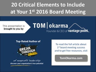 20 Steps to a Better 1st Board Meeting | PPT