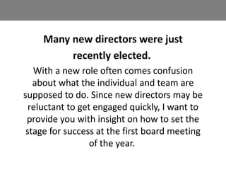 20 Steps to a Better 1st Board Meeting | PPT