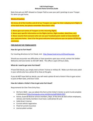 Welcome Home Ceremony Guide | DOCX