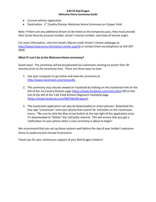 Welcome Home Ceremony Guide | DOCX