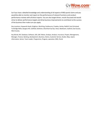 Technical Claims Manager Moj | PDF