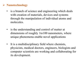 Introduction to nano materials for Engineering students | PPTX