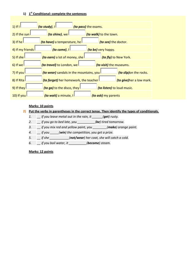 1st conditional activities | DOCX