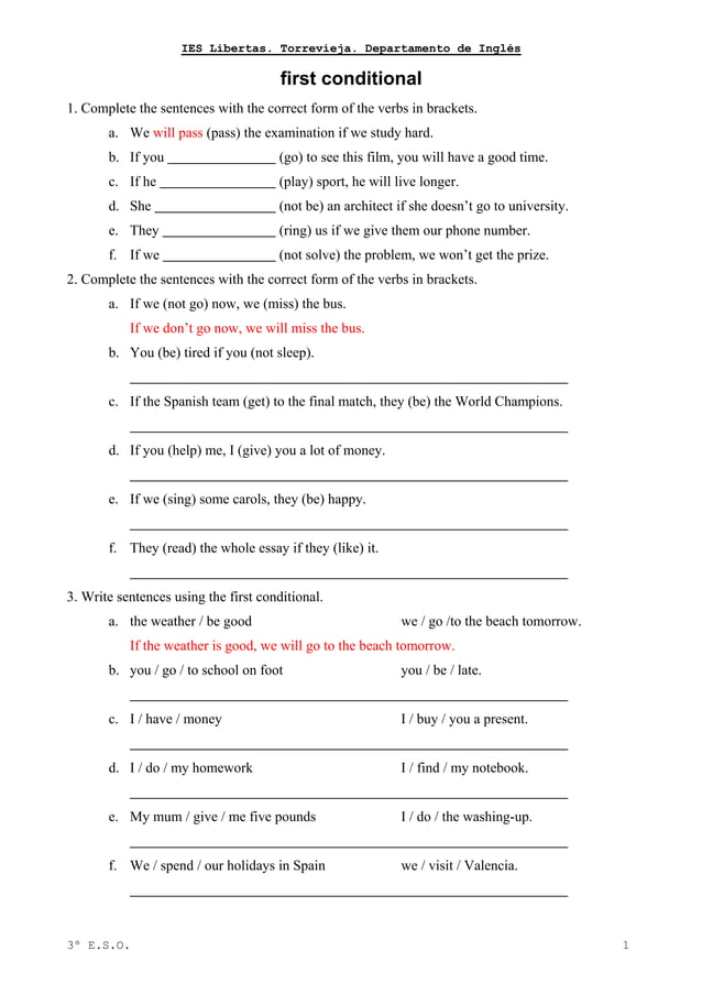 1stconditional worksheet | PDF