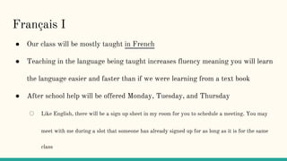 French 1: 1st day of school | PDF | Education