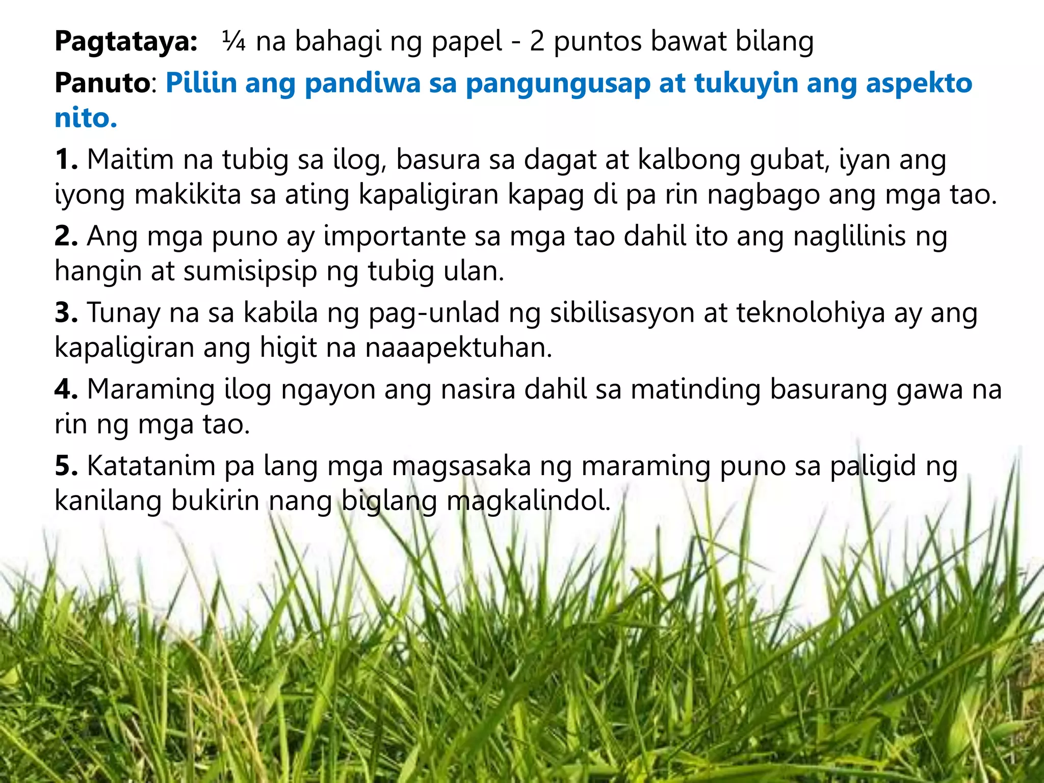 Filipino 9 Gramatika: Pandiwang nasa Panaganong Paturol | PPTX
