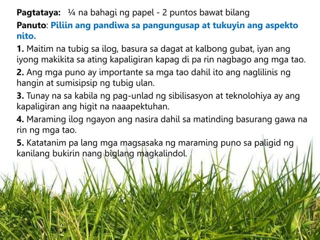 Filipino 9 Gramatika: Pandiwang nasa Panaganong Paturol | PPTX