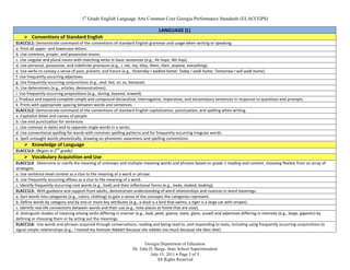 1st Grade CCGPS: ELA | PPT