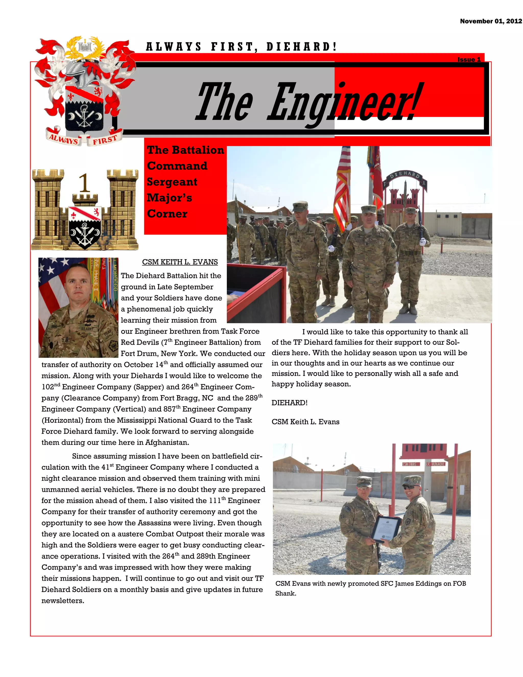 1st Engineer Battalion November Newsletter | PDF