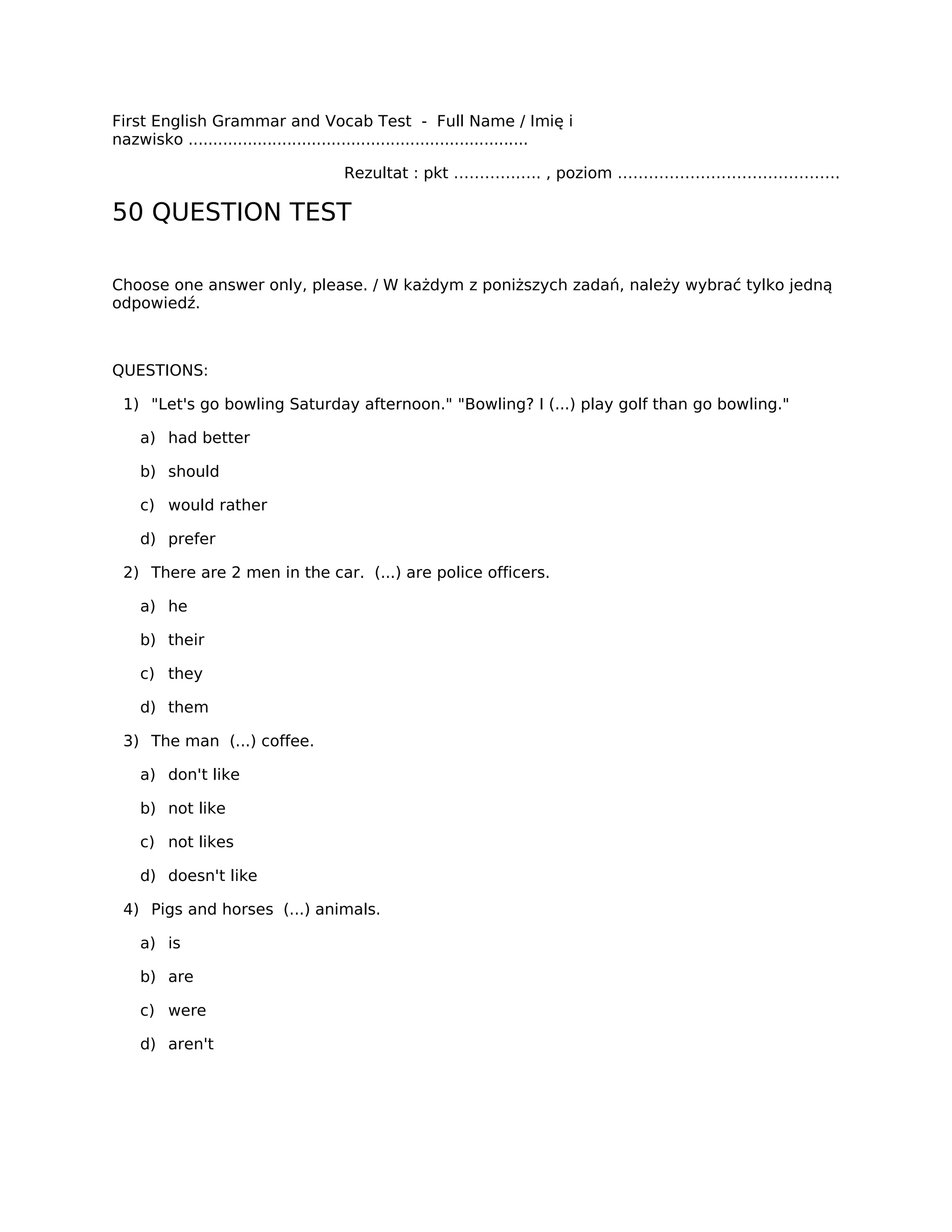 1st english test | PDF