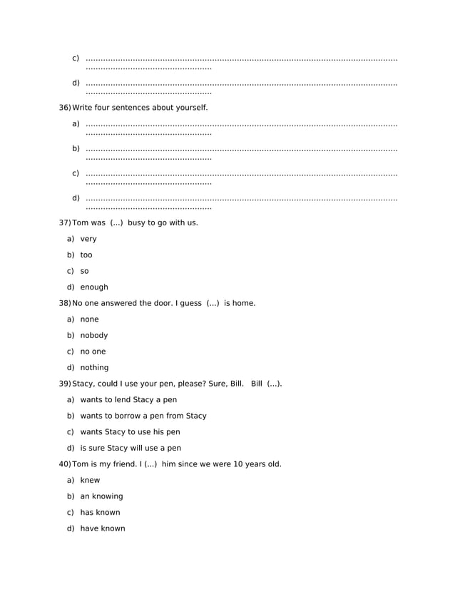 1st english test | PDF