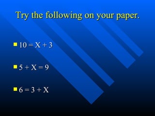1 step equations | PPT