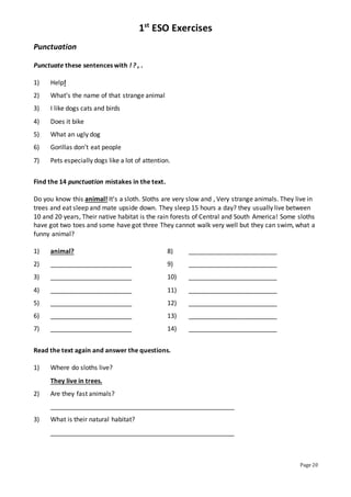 1st eso exercises | DOCX