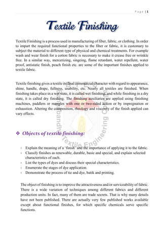 Textile Finishing & chemicals | PDF