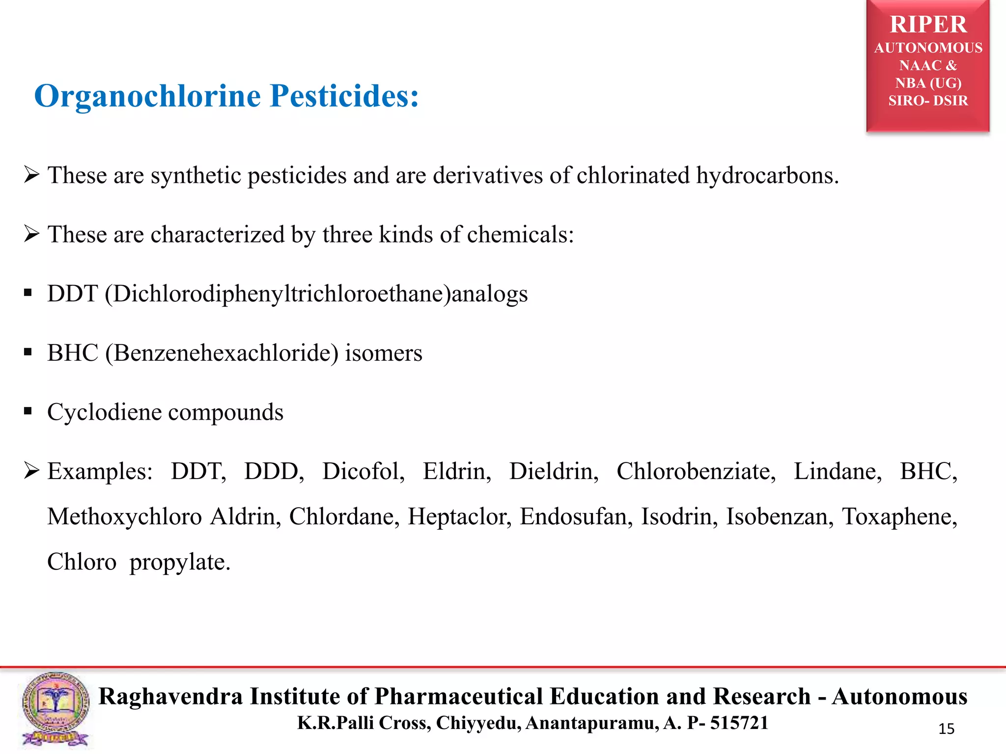 Pesticide Cycle and Quantification of Organochlorine Pesticides.(Food ...
