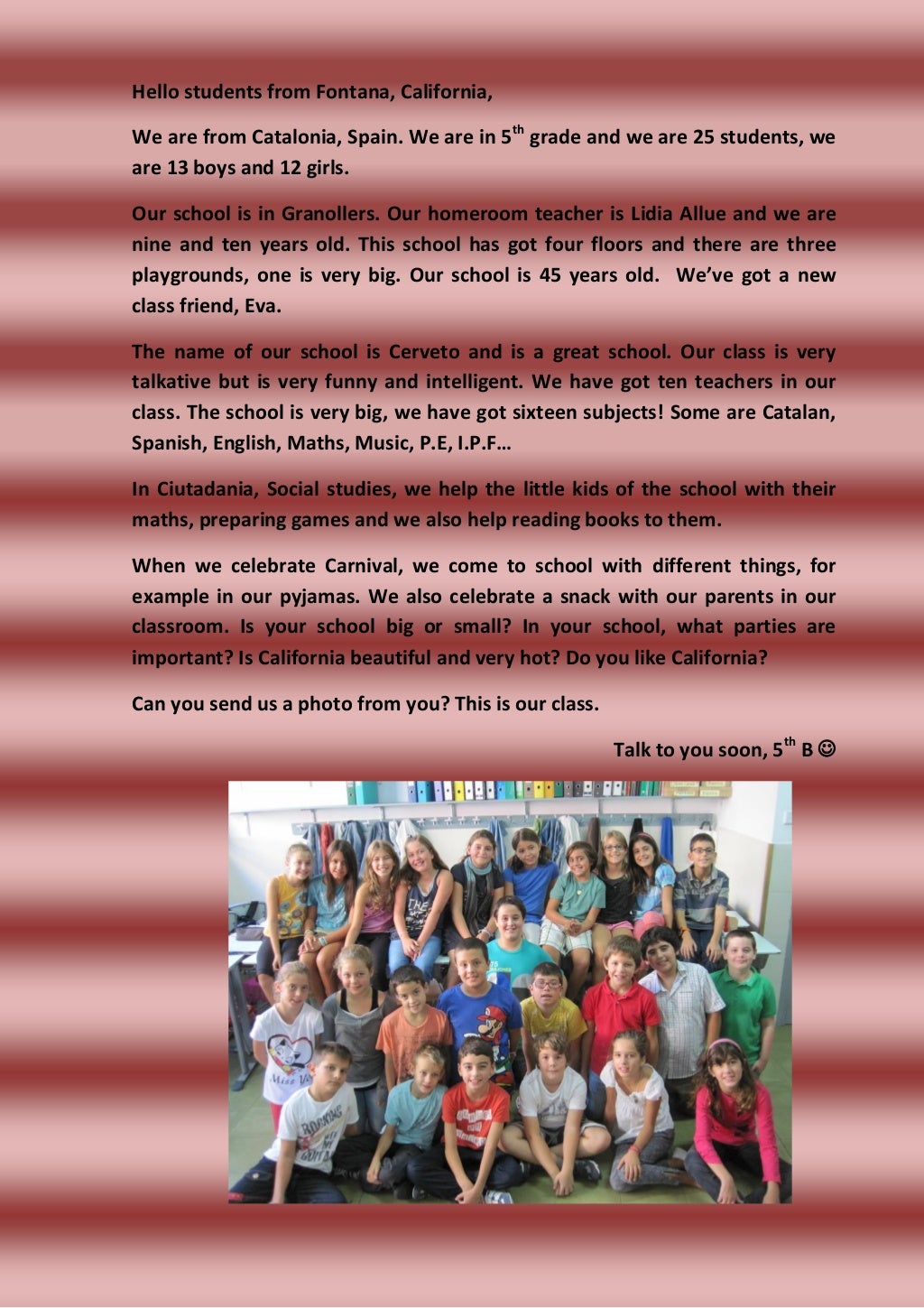 ENGLISH PROJECTS' CORNER: 5th Primary