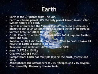 Planet Earth Compared To Mars