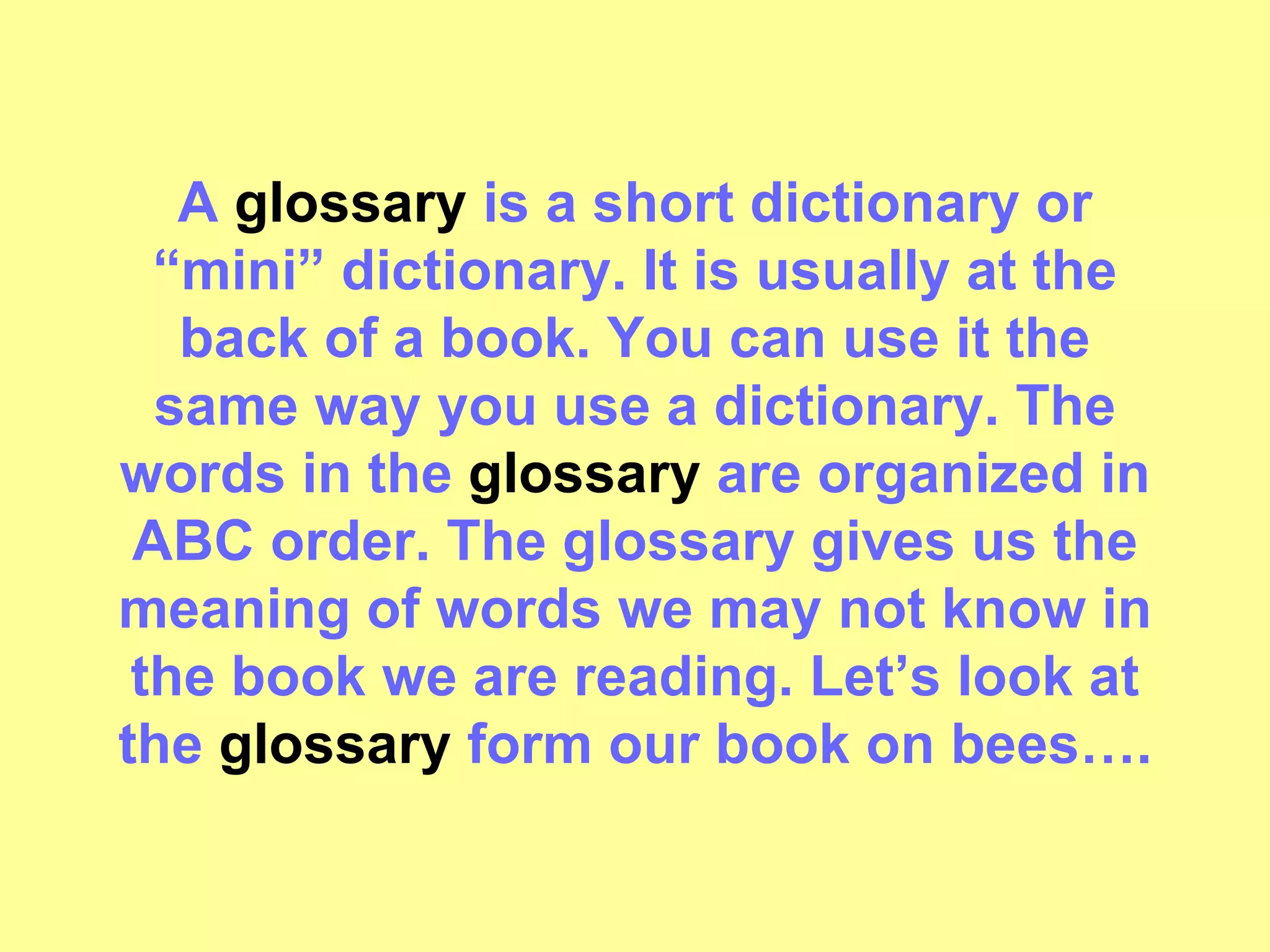 1st Glossary And Title Page | PPT
