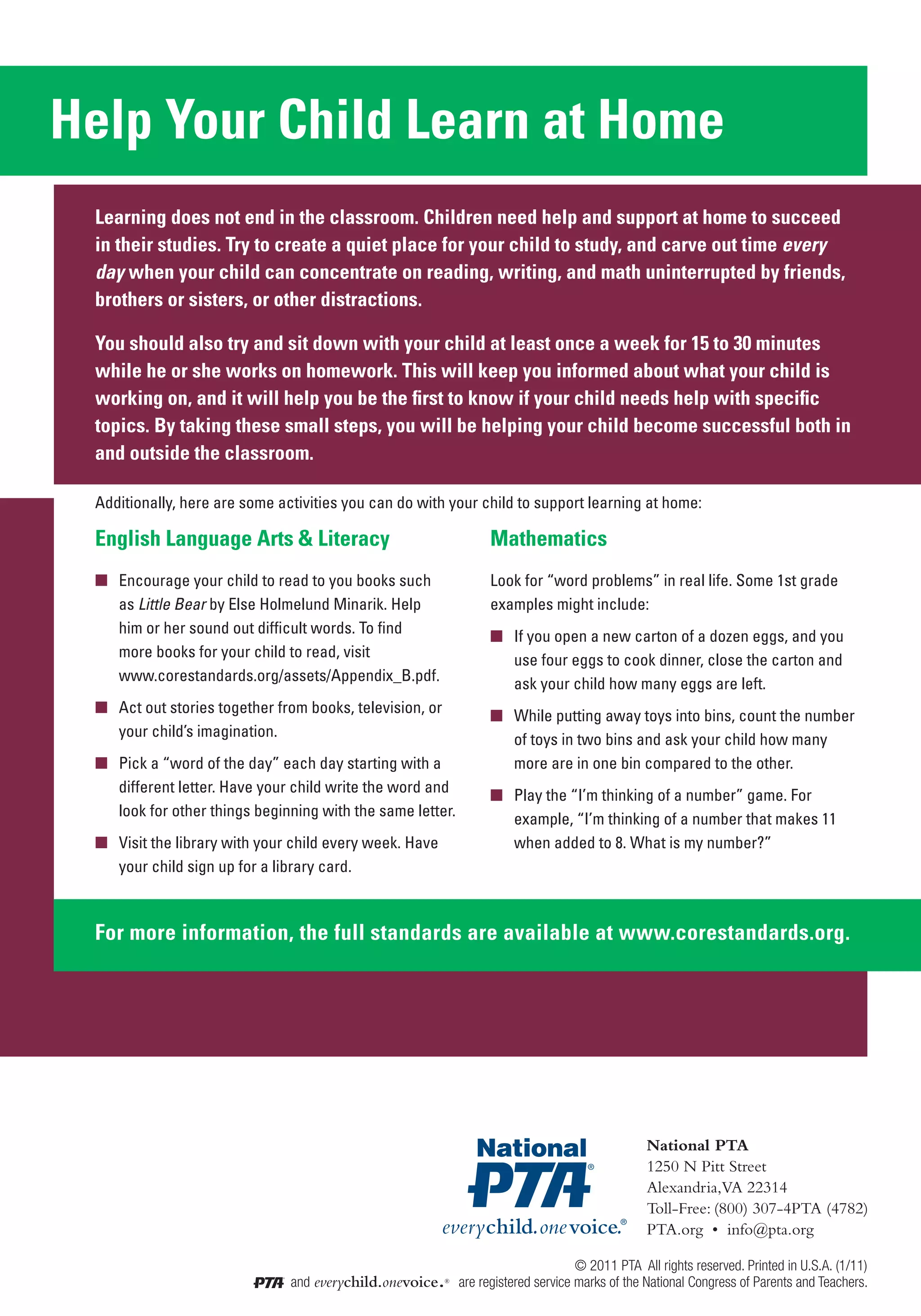 1st grade--Parent's Guide to Student Success | PDF