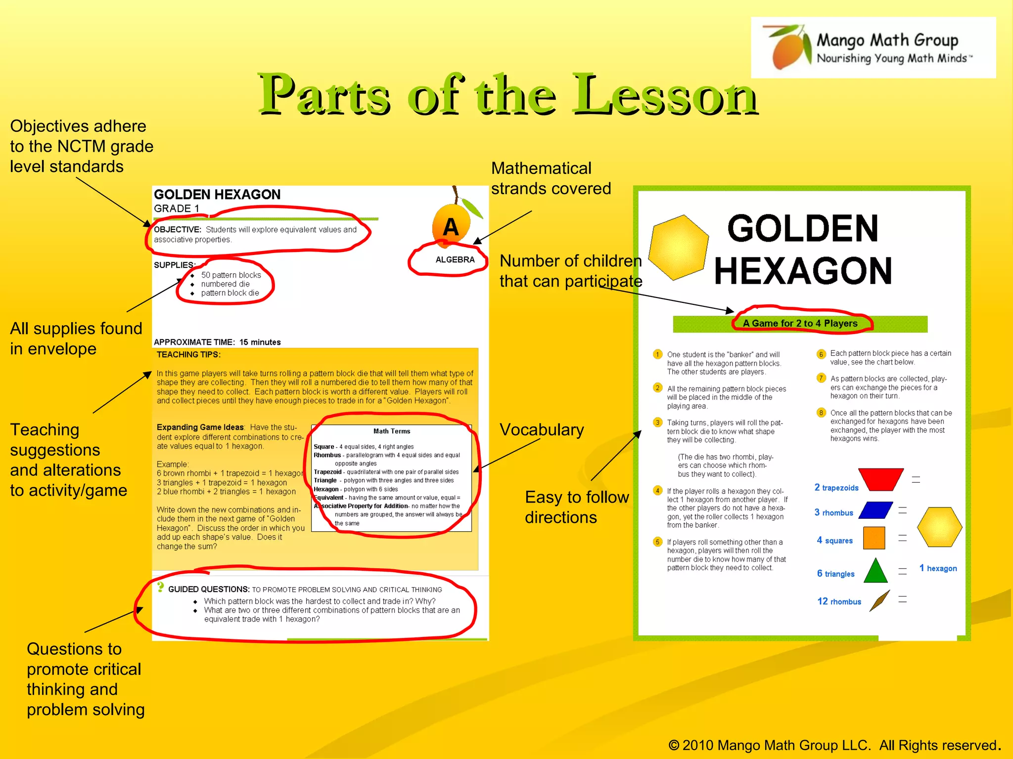 1st Grade Math Activity: Golden Hexagon (Algebra) | PPT
