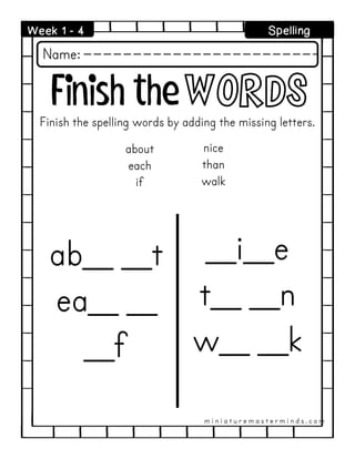 1st grade spelling | PDF