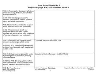 First Grade Unit One 2011 2012 | PDF