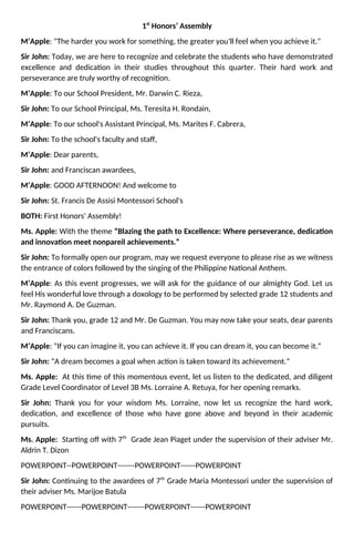 1st Honors Assembly Script SFAMS24.docx