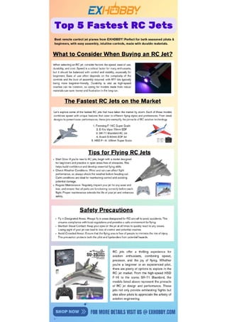 Experience the Thrill of RC Jet Planes with EXHOBBY Limited | PDF
