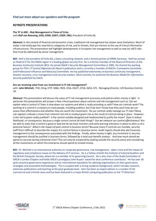 1st isaca conference program | PDF