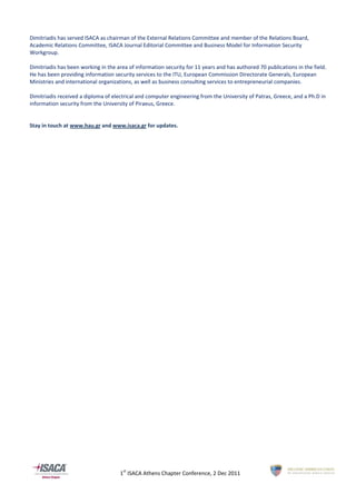 1st isaca conference program | PDF