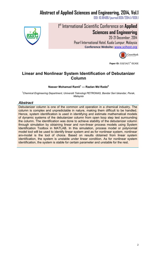 Linear and Nonlinear System Identification of Debutanizer Column | PDF | Physics | Science
